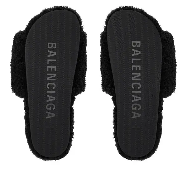 Balenciaga Furry Open Mule - Black