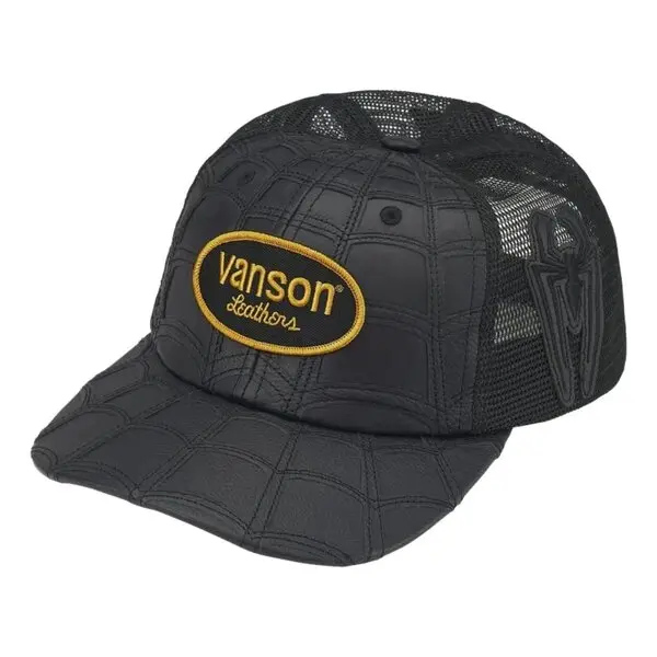 Supreme X Vanson Leathers Ss26 Spider-man Mesh Back 6-panel Cap - Black