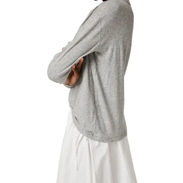 Miu Miu Ribbed Jersey Polo Shirt With Logo Patch - Grey