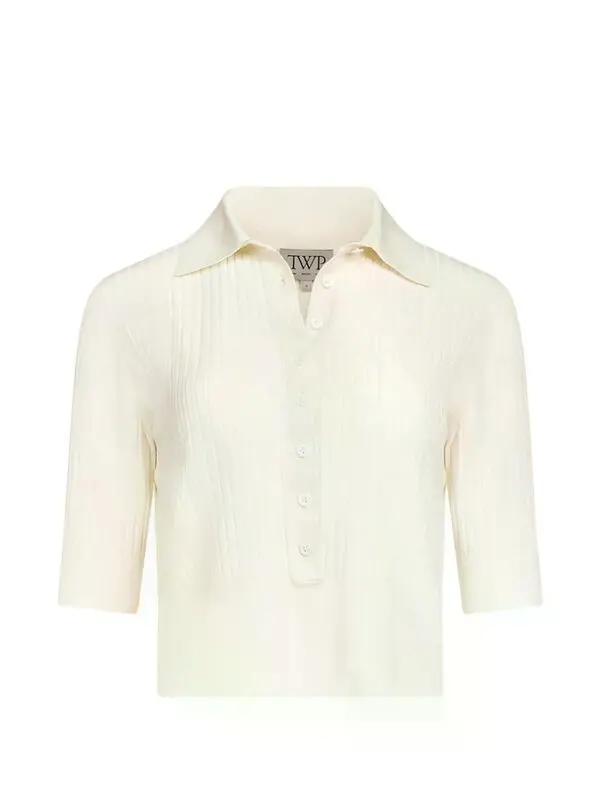 TWP Ribbed Knit Short-sleeve Sweater - Neutrals