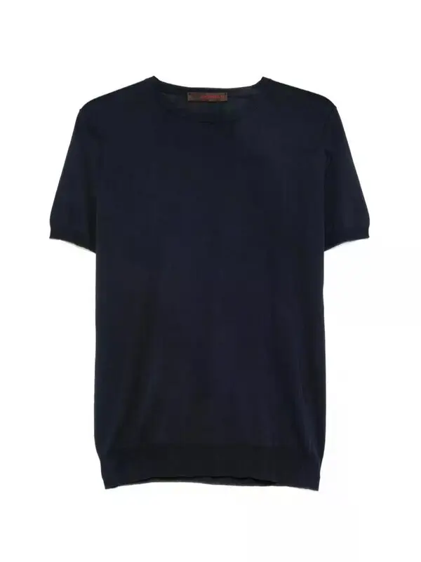 JEORDIE'S Fine-knit Short-sleeve Cotton T-shirt - Blue