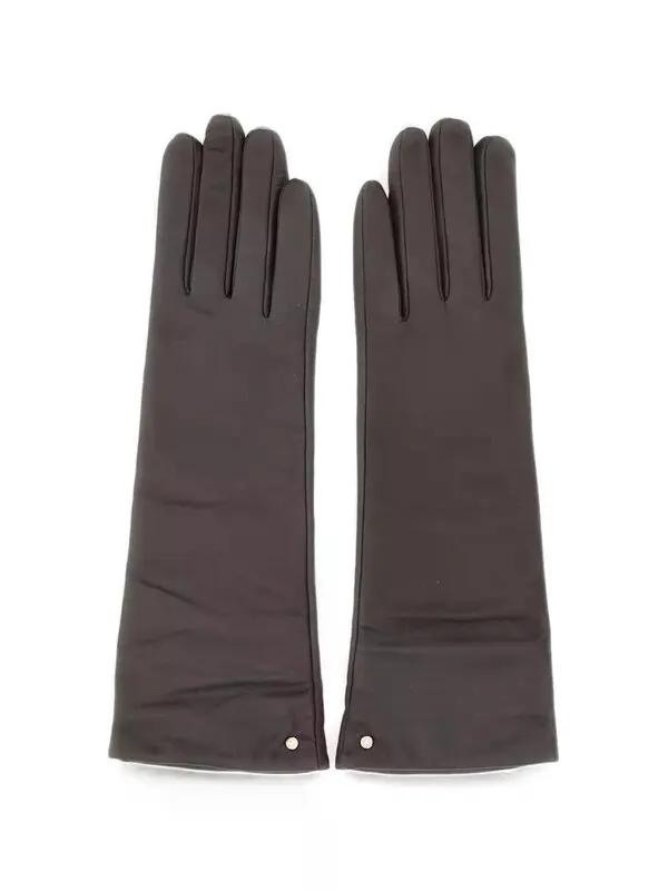 GIANNI CHIARINI Logo-rivet Leather Gloves - Brown