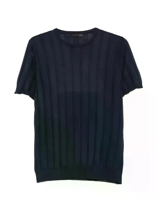 JEORDIE'S Knitted Short-sleeve Cotton T-shirt - Blue