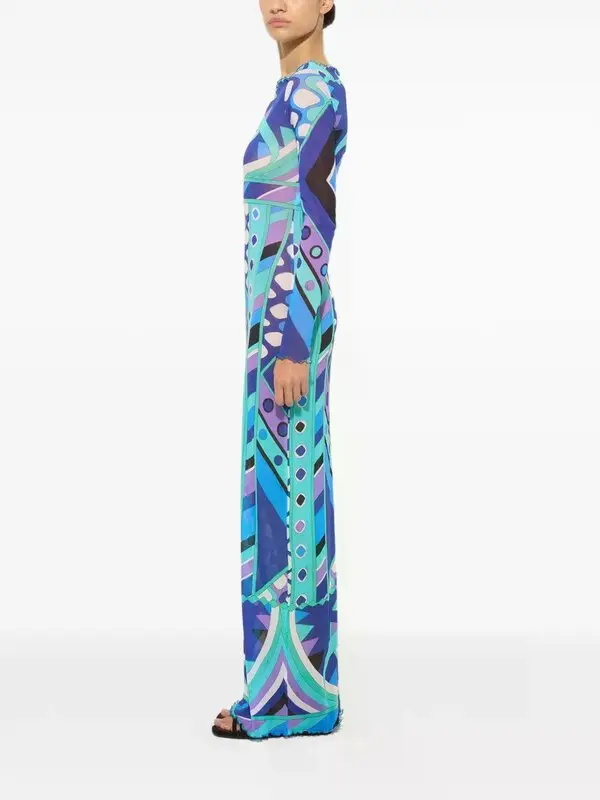 Emilio Pucci Geometric Print Mesh Gown