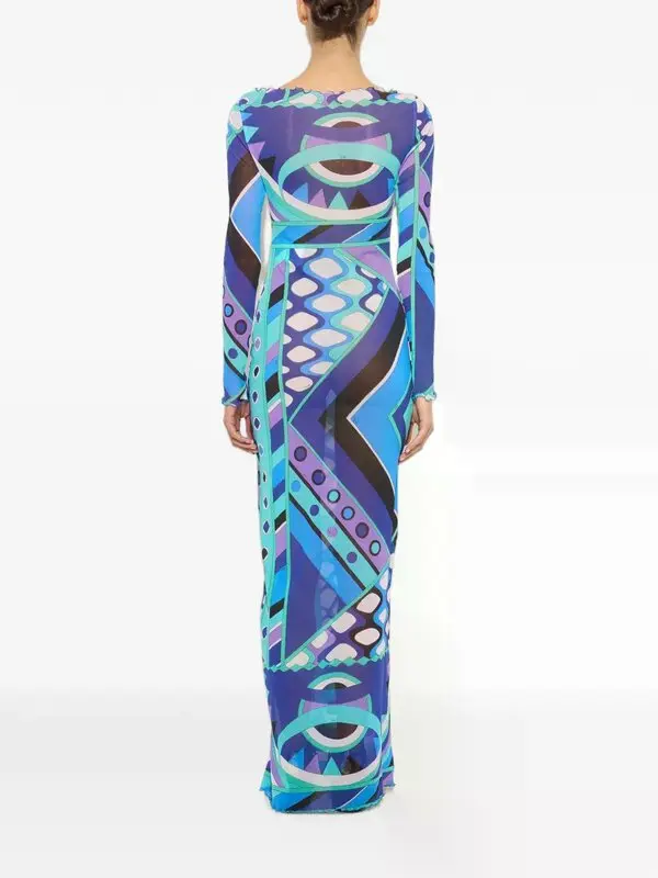 Emilio Pucci Geometric Print Mesh Gown