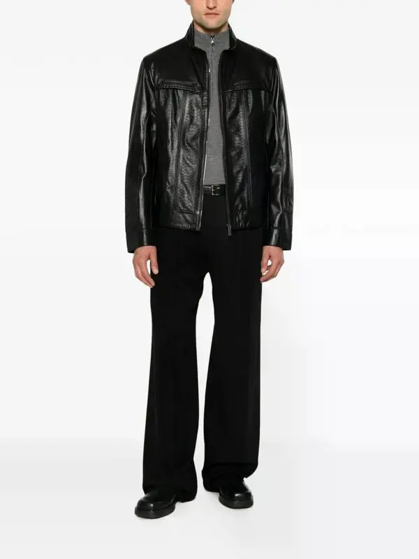 SERGIO MORETTI FIRENZE Leather Jacket With Snakeskin-effect Panels