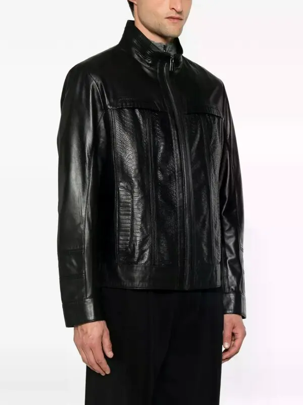 SERGIO MORETTI FIRENZE Leather Jacket With Snakeskin-effect Panels
