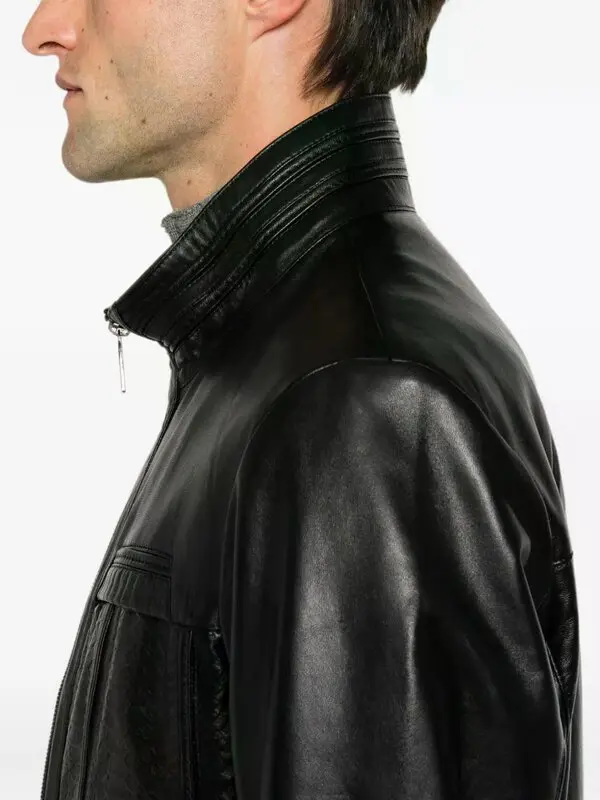 SERGIO MORETTI FIRENZE Leather Jacket With Snakeskin-effect Panels