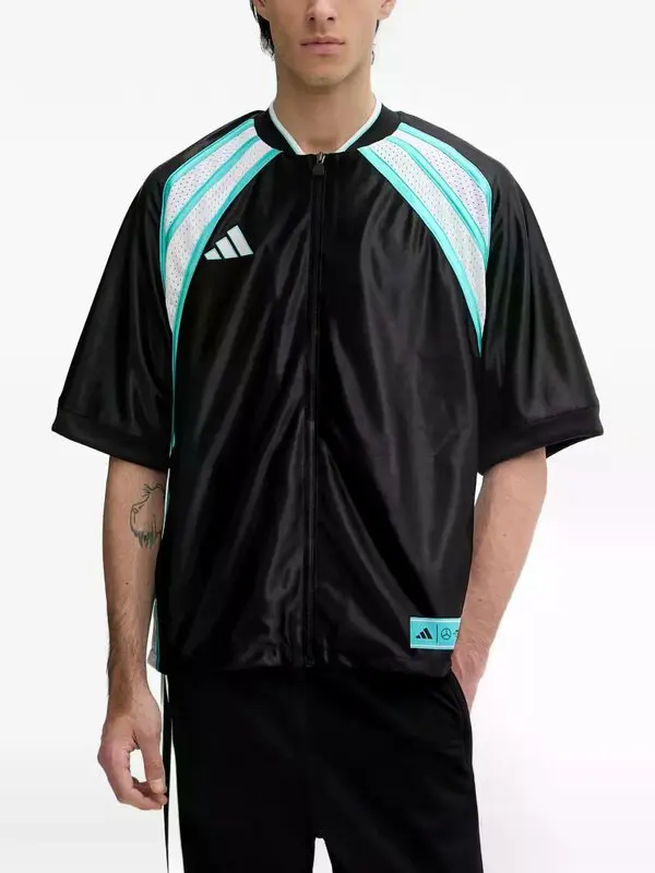 Adidas Mercedes Las Vegas Logo-print Zip-up T-shirt - Black