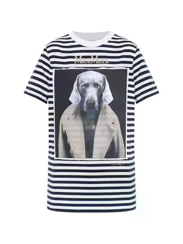 Max Mara Striped Graphic Print T-shirt - Blue