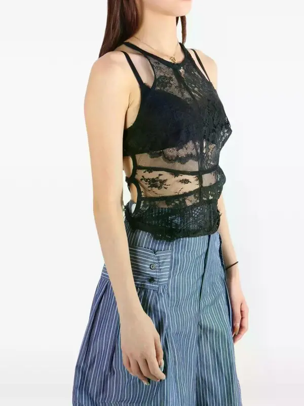 EMERGENCY ROOM Lace Overlay Tie-fastening Top