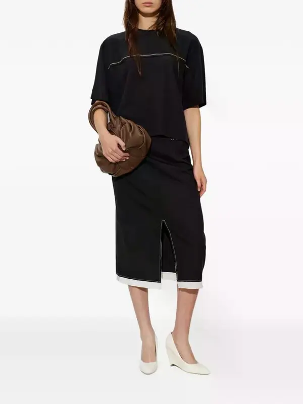 Marni Silk T-shirt With Contrast Stitching - Black