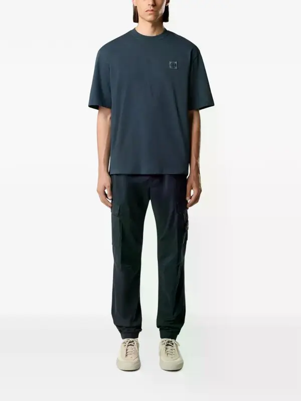 Stone Island 2100030 Combed Organic-cotton Jersey Regular-fit T-shirt With Compass Patch - Blue