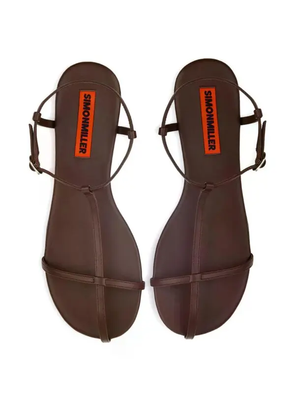 SIMONMILLER Cage Leather Flat Sandals - Brown
