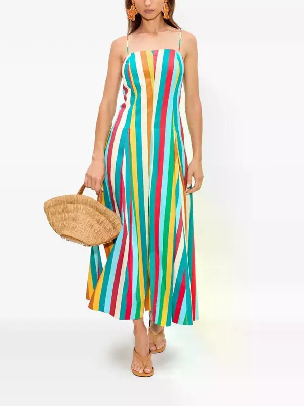 SIMONMILLER Astrid Stripe Print Midi Dress