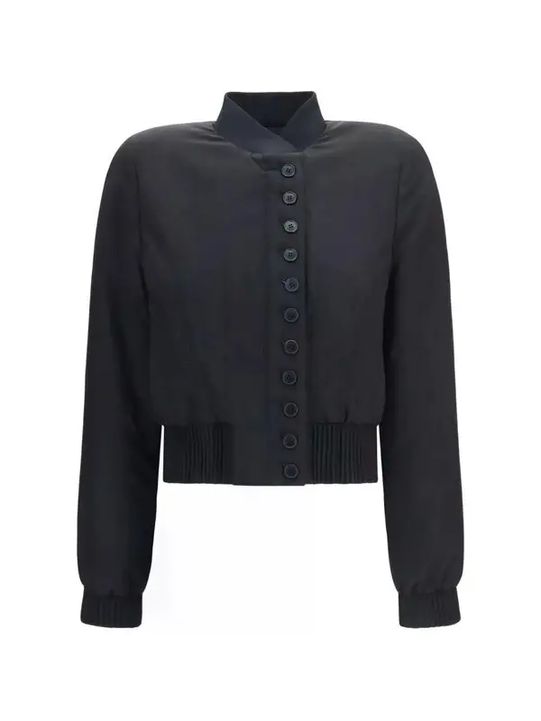 Alexander McQueen Silk Embroidered Bomber Jacket - Black