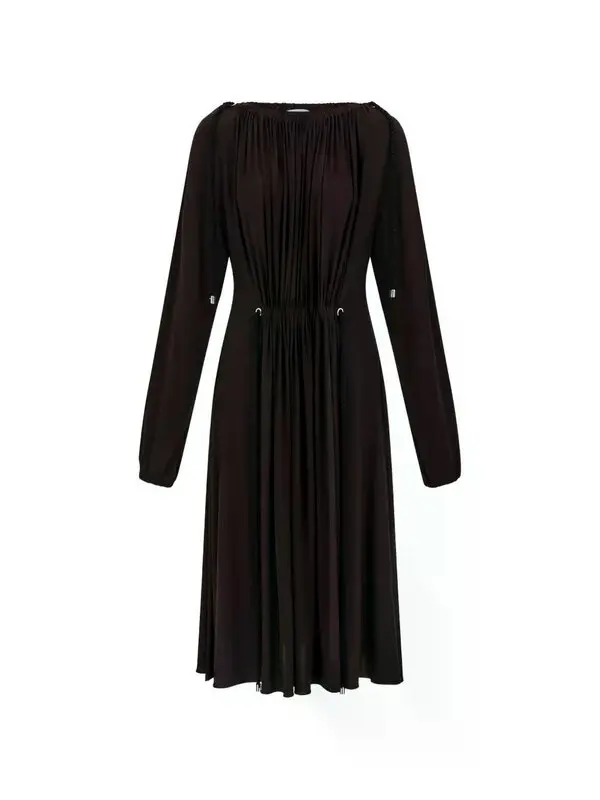 FERRAGAMO Viscose Dress With Gathered Detailing - Brown