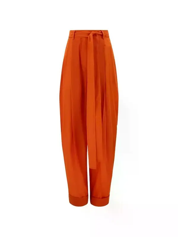 FERRAGAMO Barrel-leg Virgin Wool Trousers - Orange