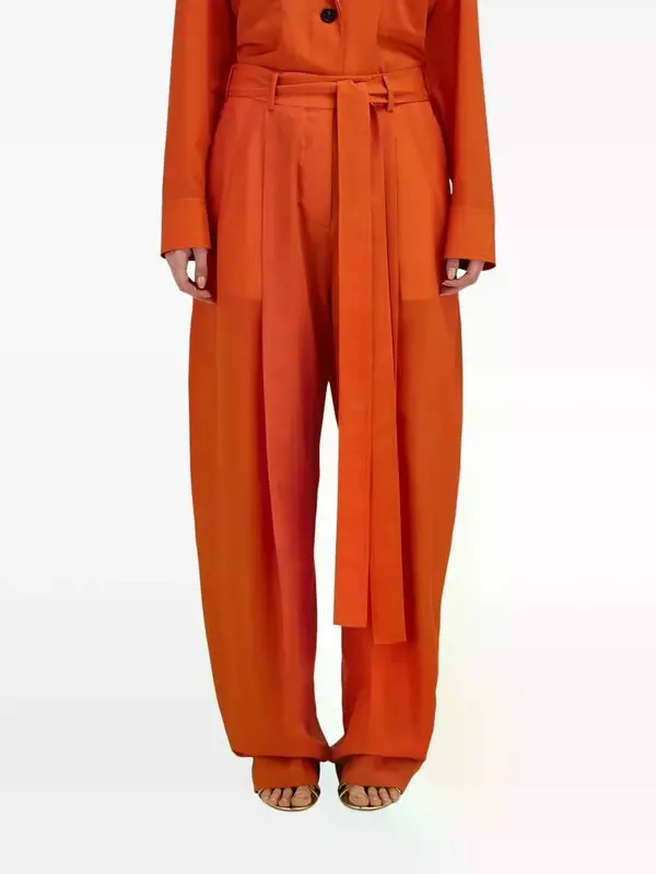 FERRAGAMO Barrel-leg Virgin Wool Trousers - Orange