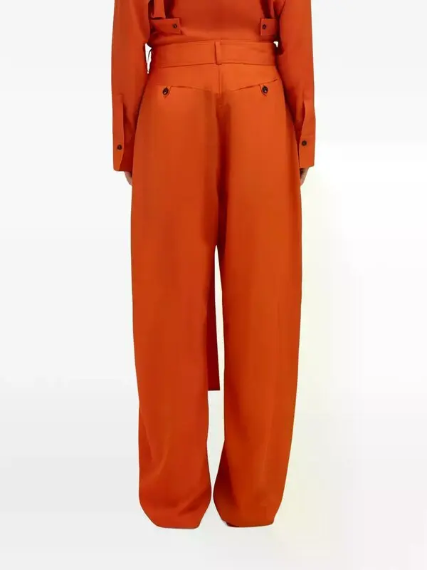FERRAGAMO Barrel-leg Virgin Wool Trousers - Orange
