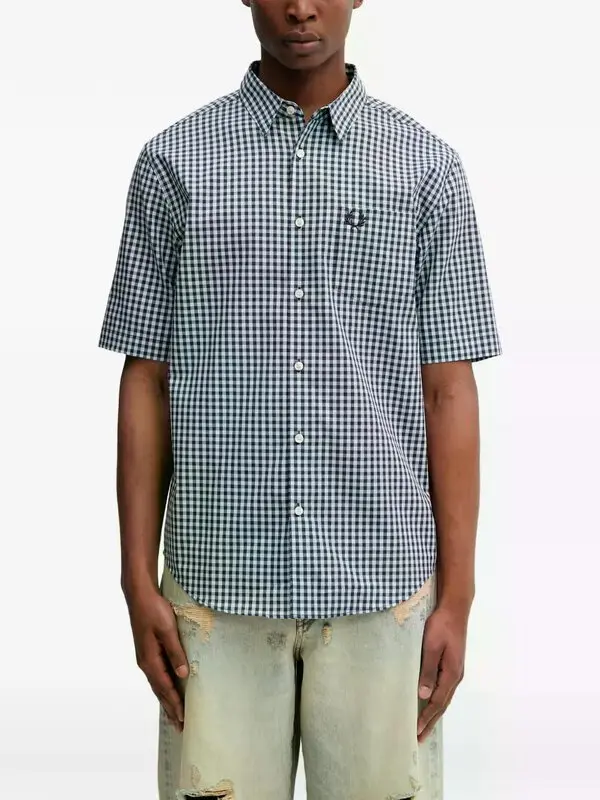 Fred Perry Gingham Embroidered-logo Shirt - Blue