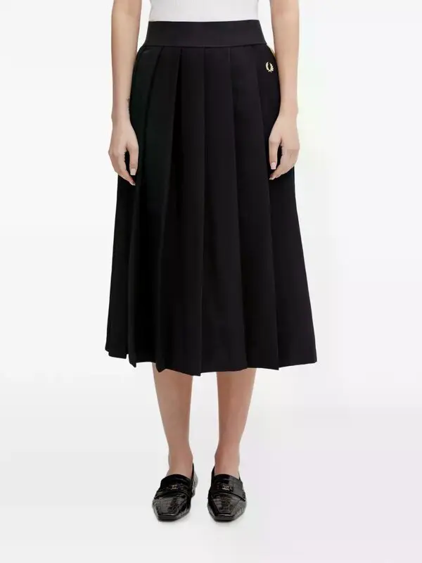 Fred Perry Pleated Midi Skirt - Black