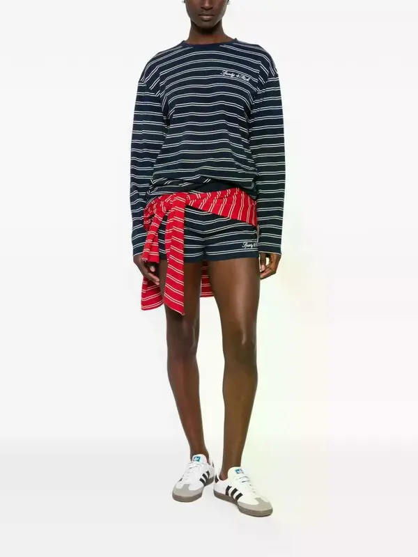 SPORTY & RICH Signature Logo Striped Long-sleeve T-shirt - Blue
