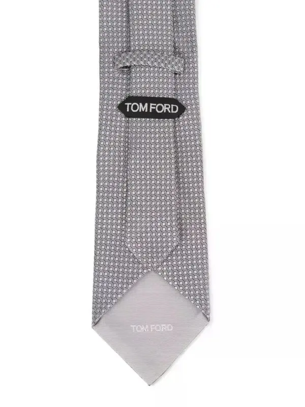 TOM FORD Geometric Pattern Neck Tie - Grey