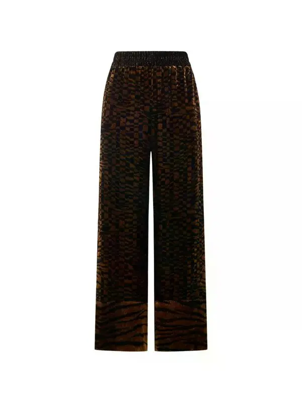 PIERRE-LOUIS MASCIA Animal Print Wide-leg Trousers - Brown