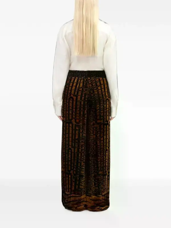 PIERRE-LOUIS MASCIA Animal Print Wide-leg Trousers