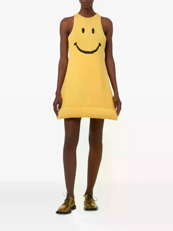 Moschino Smiley Embroidered Mini Dress