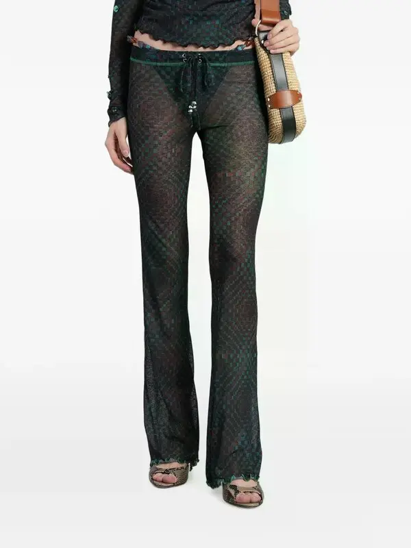 SIEDRES Check Pattern Flared Trousers - Black