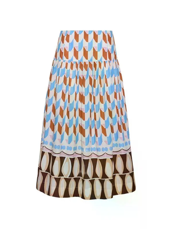 Cara Cara Diya Geometric-print Maxi Skirt - Brown