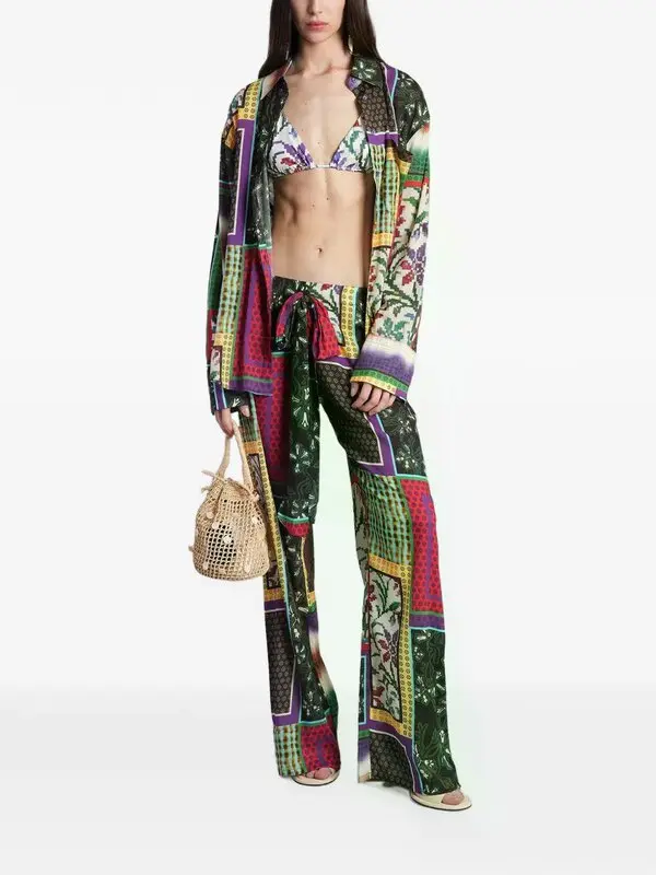 SIEDRES Patchwork Print Tie-waist Trousers