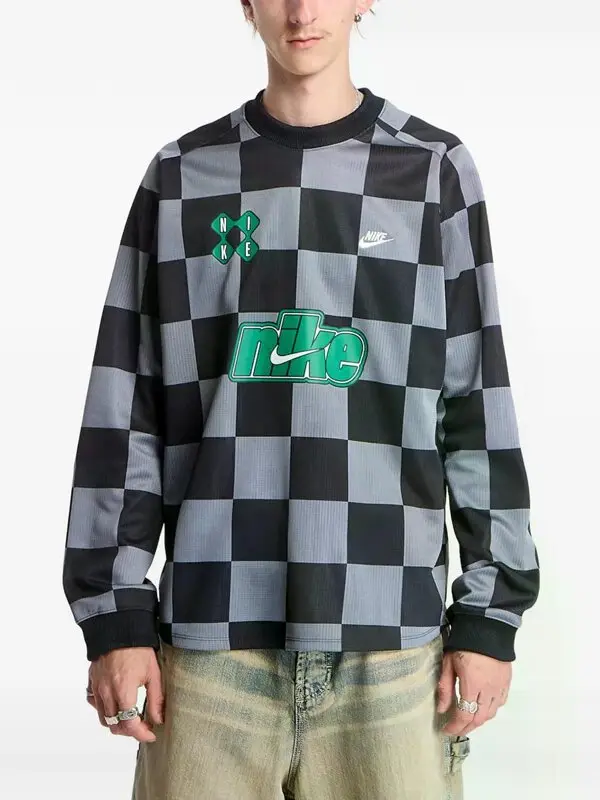Nike Checkered Logo-print T-shirt - Black