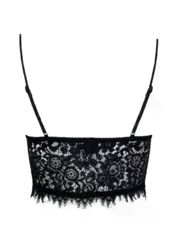 Pinko Lace-trimmed Pinstripe Cropped Top