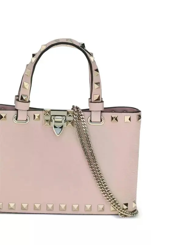 Valentino Garavani Rockstud Mini Shopping Bag In Grainy Calfskin - Pink