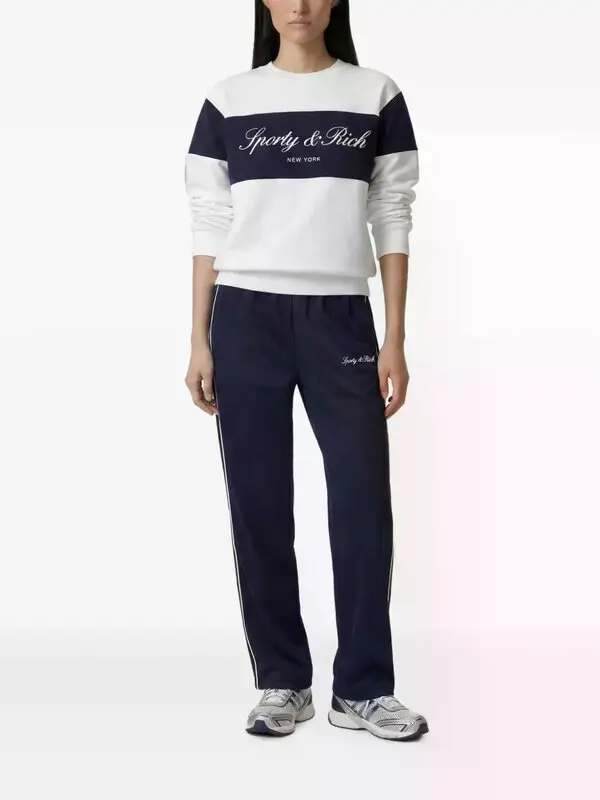 SPORTY & RICH Logo Embroidered Side Stripe Track Pants