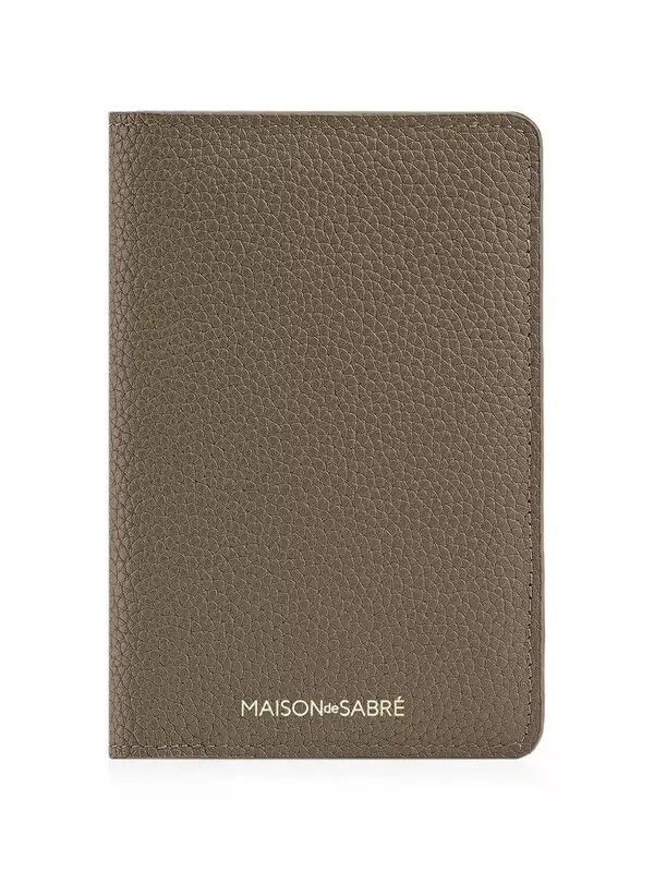 MAISON DE SABRE Logo-stamp Grained Leather Passport Holder - Brown