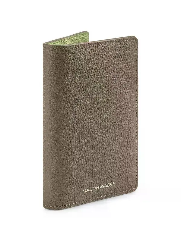 MAISON DE SABRE Logo-stamp Grained Leather Passport Holder