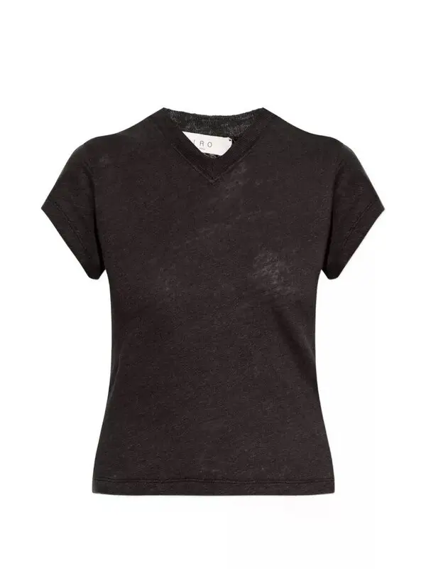 IRO PARIS V-neck Linen T-shirt - Black