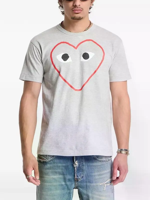 Play Comme Des Garcon Heart Print T-shirt - Grey