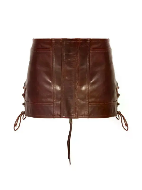 Dsquared2 Lace-up Leather Skirt