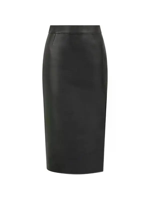 Roberto Cavalli Leather Side-slit Midi Skirt - Black