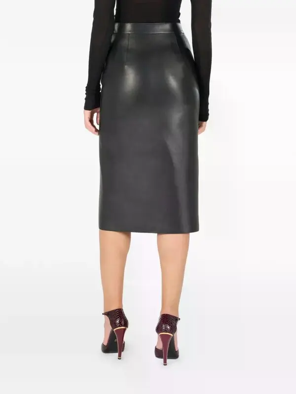 Roberto Cavalli Leather Side-slit Midi Skirt