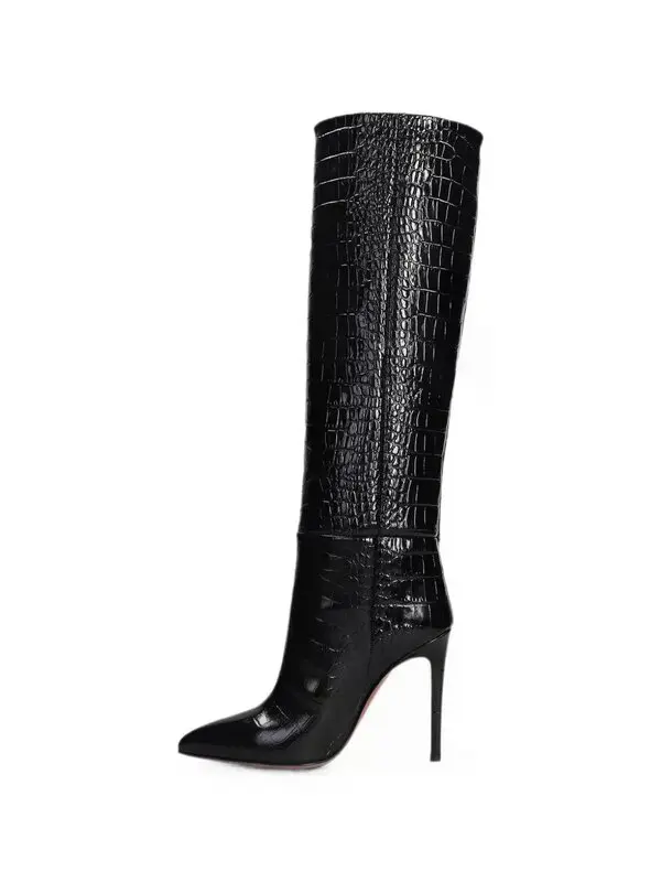 Paris Texas Croc-effect Knee-high Boots