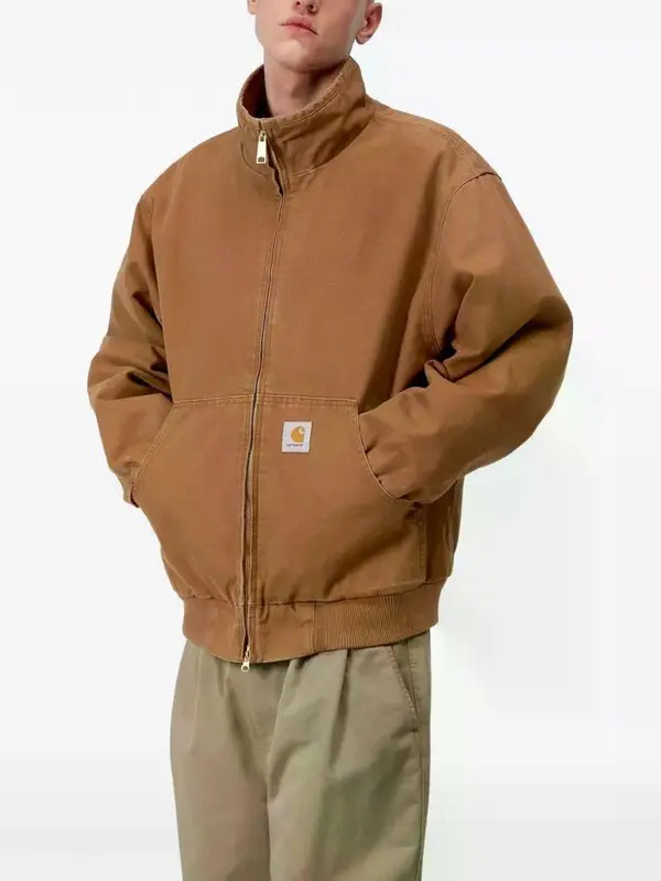 Carhartt Work In Progress Ravon Logo-patch Zip-up Jacket - Brown