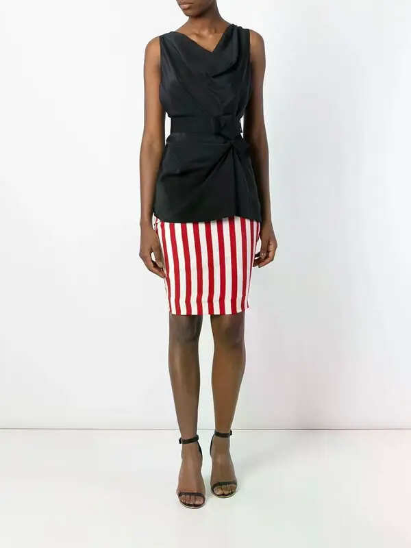 LANVIN Silk Draped V-neck Sleeveless Blouse