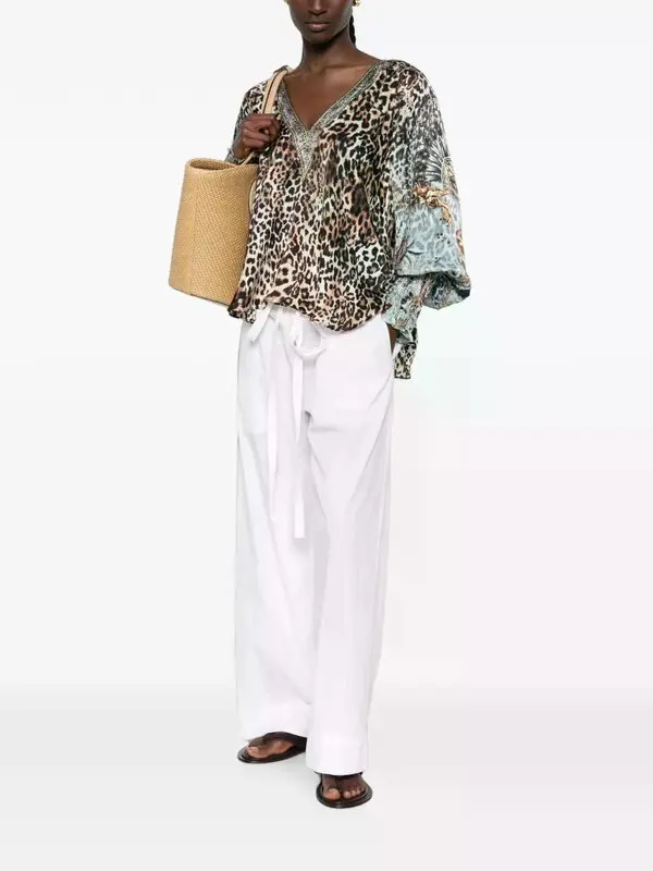 Camilla Leopard Print Crystal Embellished Blouse