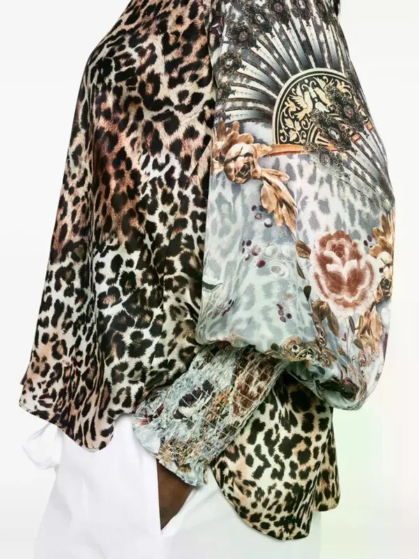 Camilla Leopard Print Crystal Embellished Blouse